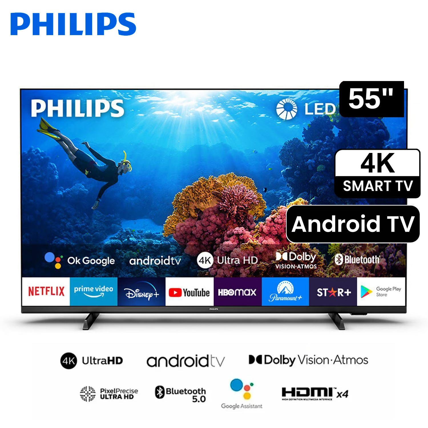 Televisor Philips 55" Android Smart TV 4K UHD 55PUD7406– Ivance Electronics